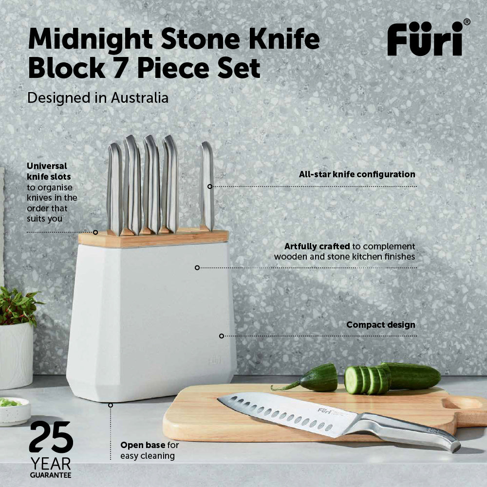 Stone Knife Block Set Snow Terrazzo 7 Piece – Furi