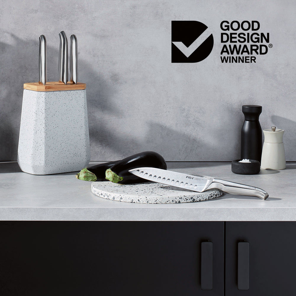 Stone Knife Block Set Black and White Terazzo 5 piece – Furi