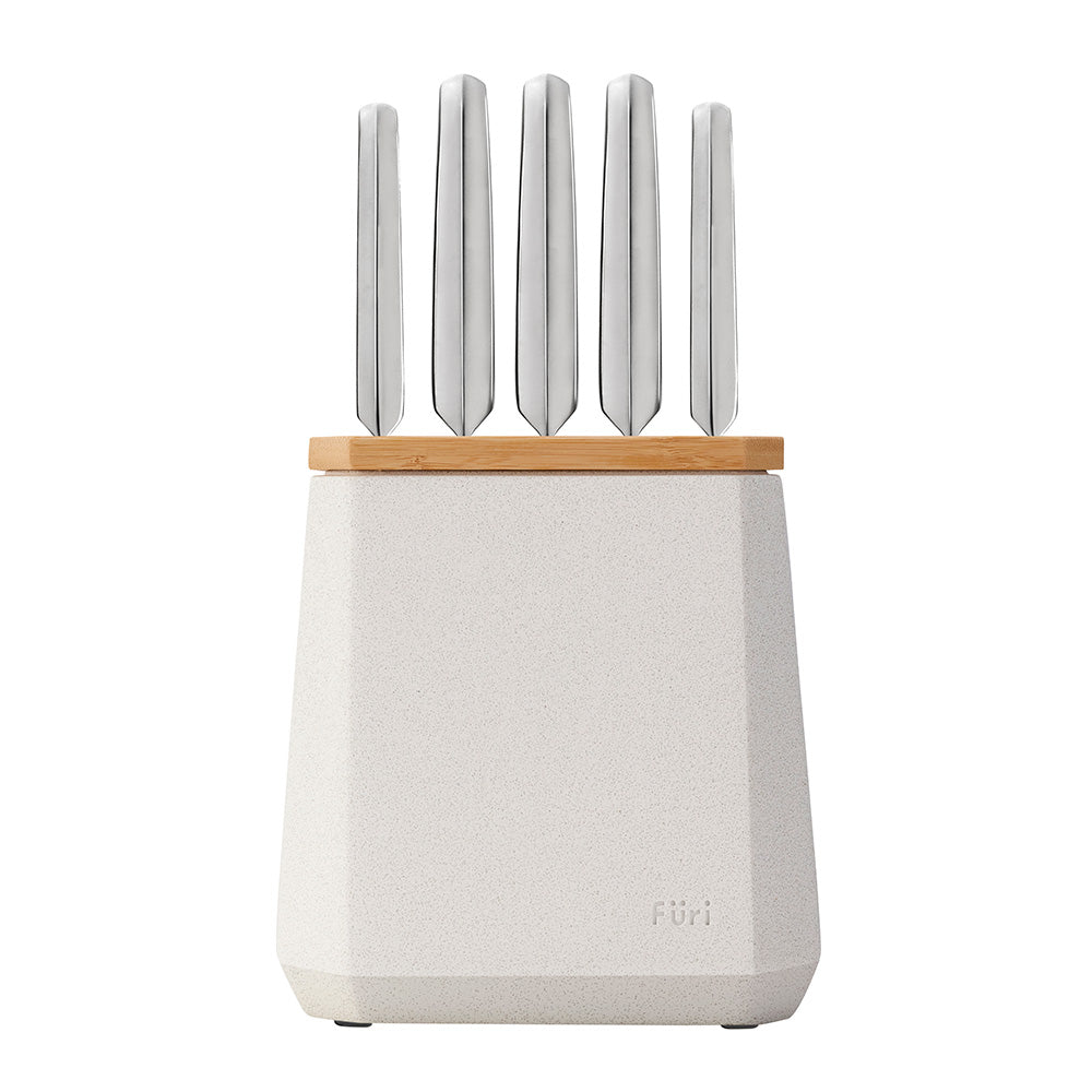 Stone Knife Block Set Snow Terrazzo 6 Piece – Furi